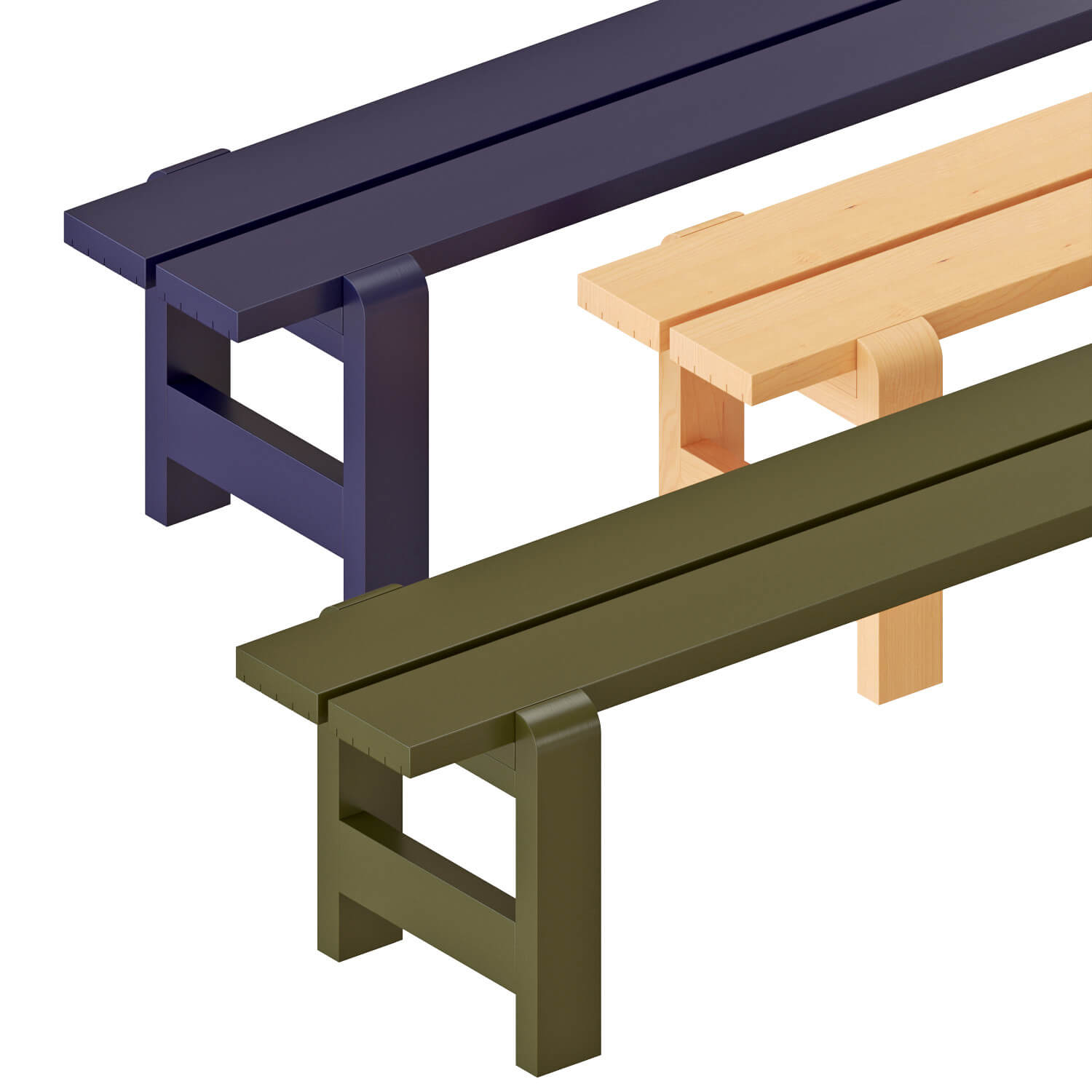 Hay Weekday Table and Bench - 3D Model by min khant