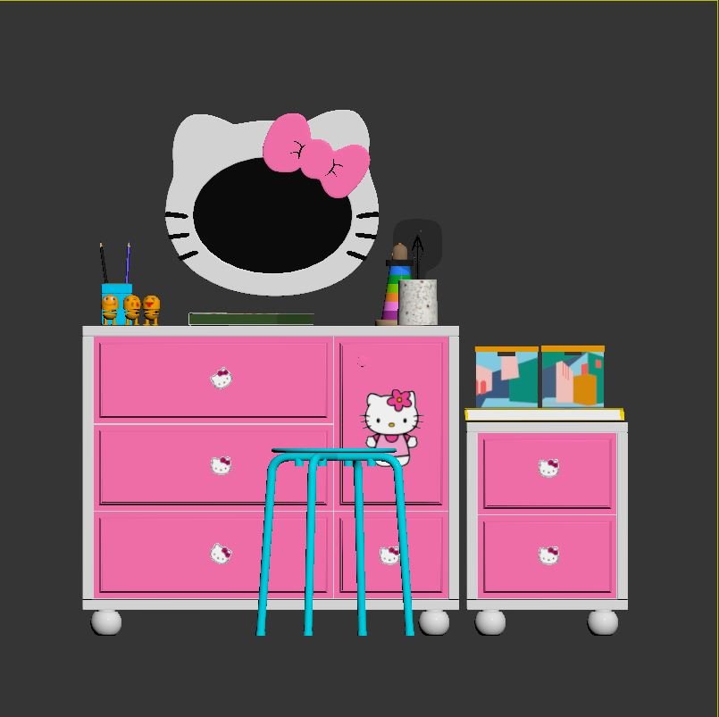 Hello Kitty Dressing Table - 3D Model by min khant