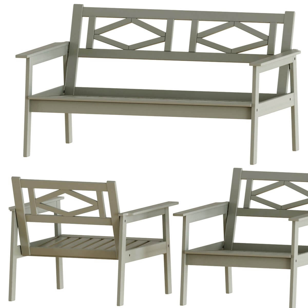 IKEA BONDHOLMEN Table and Chairs Set 02 - 3D Model by min khant