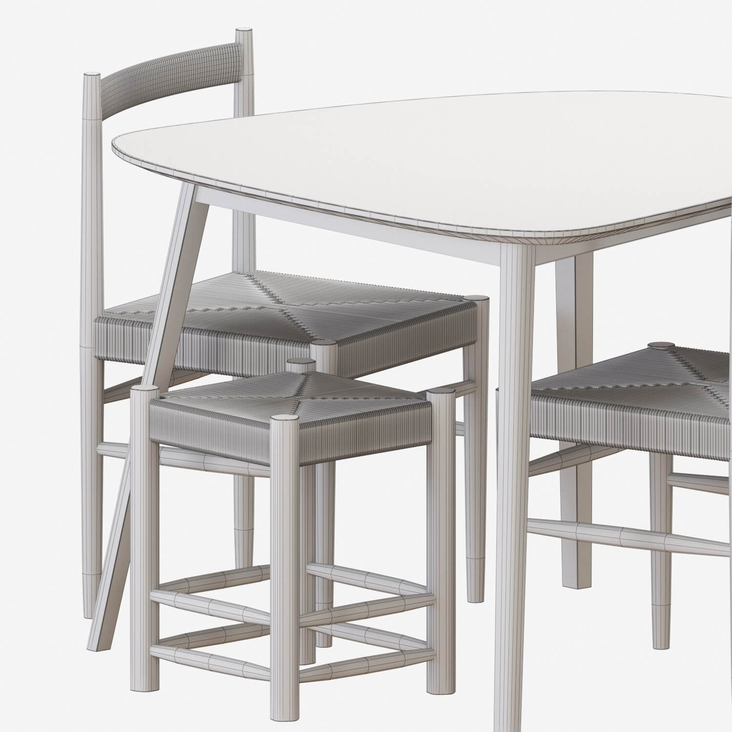 Zara D Shape Table And Woven Mango Chairs - 3D Model by min khant