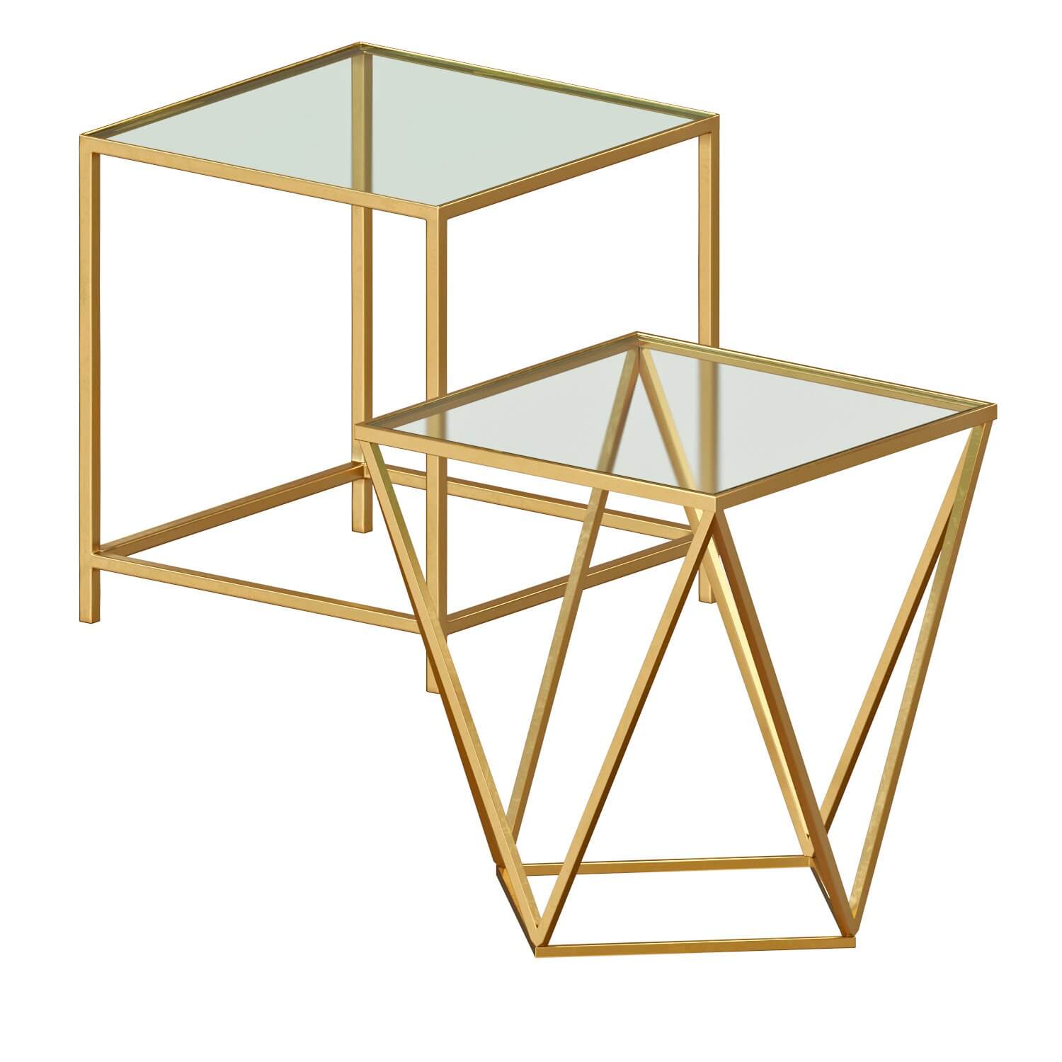 Zara Side Tables Gold Frame With Glass - 3D Model by min khant