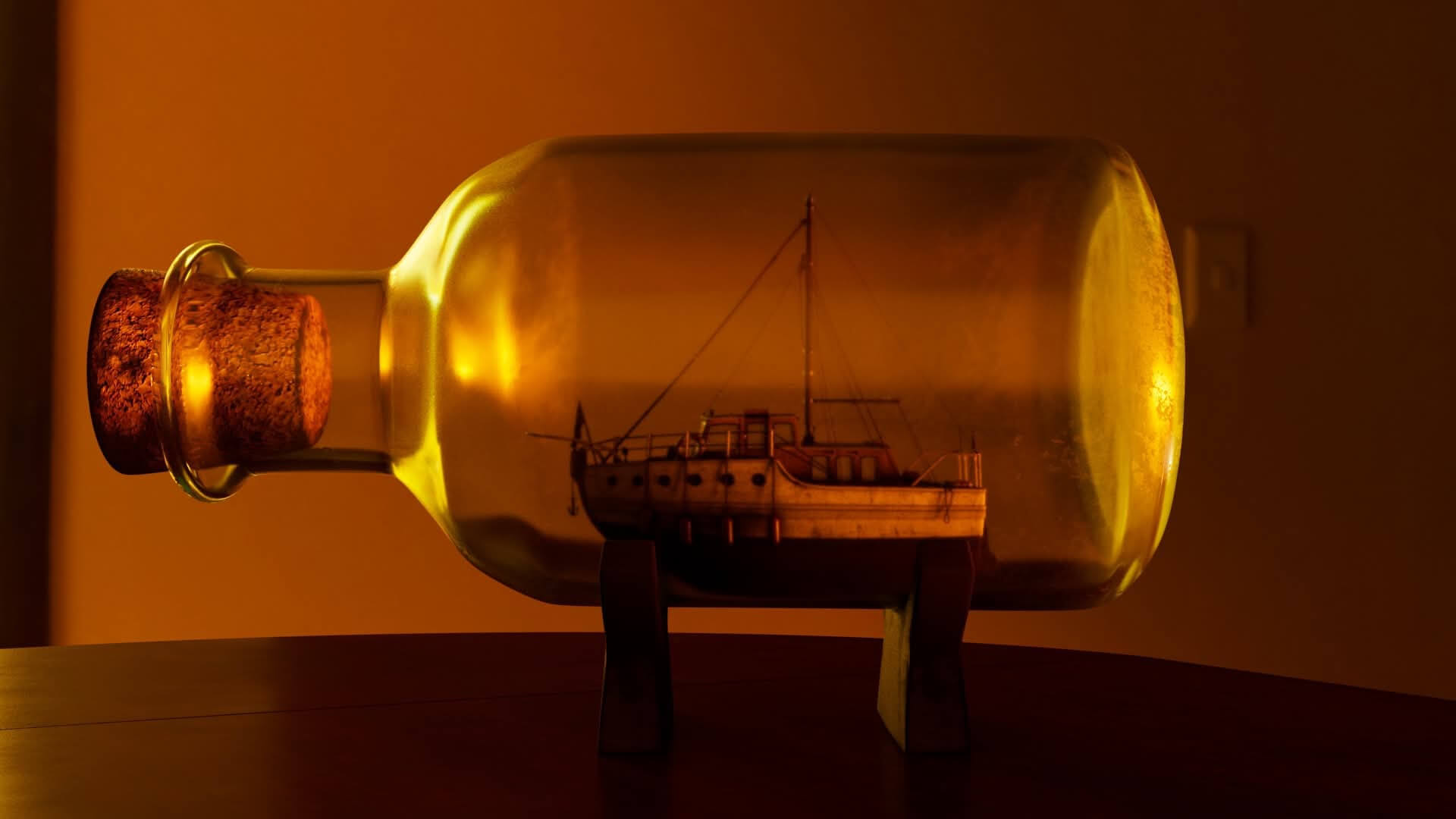 Waves of Amber 3D Render, Digital Art by Minerka