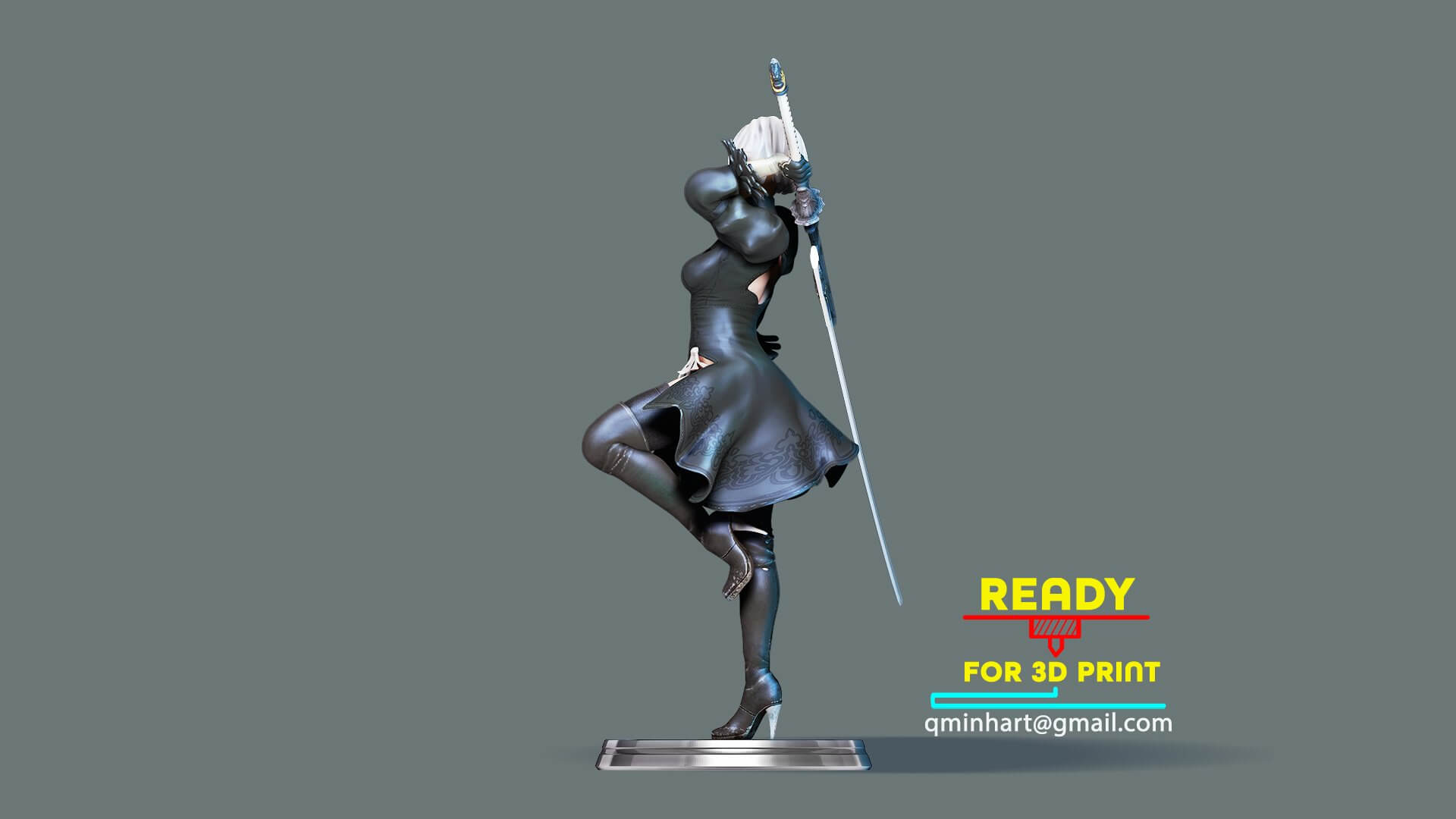 2B - Nier Automata Fanart Statue 3D Print 3D Print Model by minhdinh