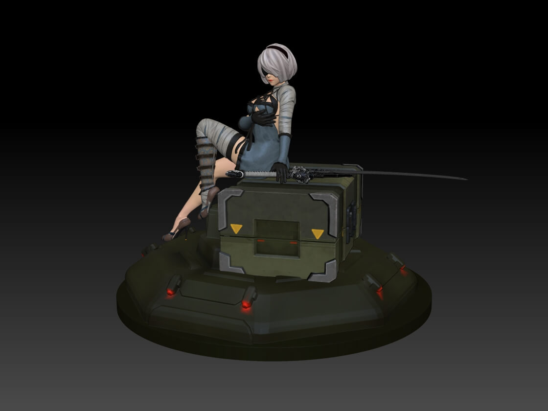 2B - Nier Automata Fanart Statue 3D Model by minhdinh