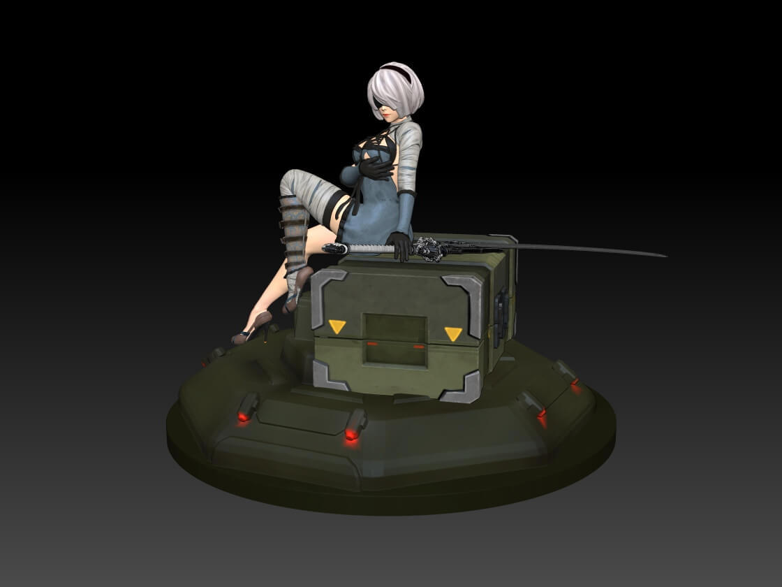 2B - Nier Automata Fanart Statue 3D Model by minhdinh