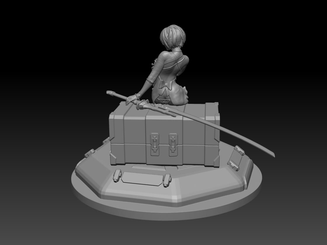 2B - Nier Automata Fanart Statue 3D Model by minhdinh
