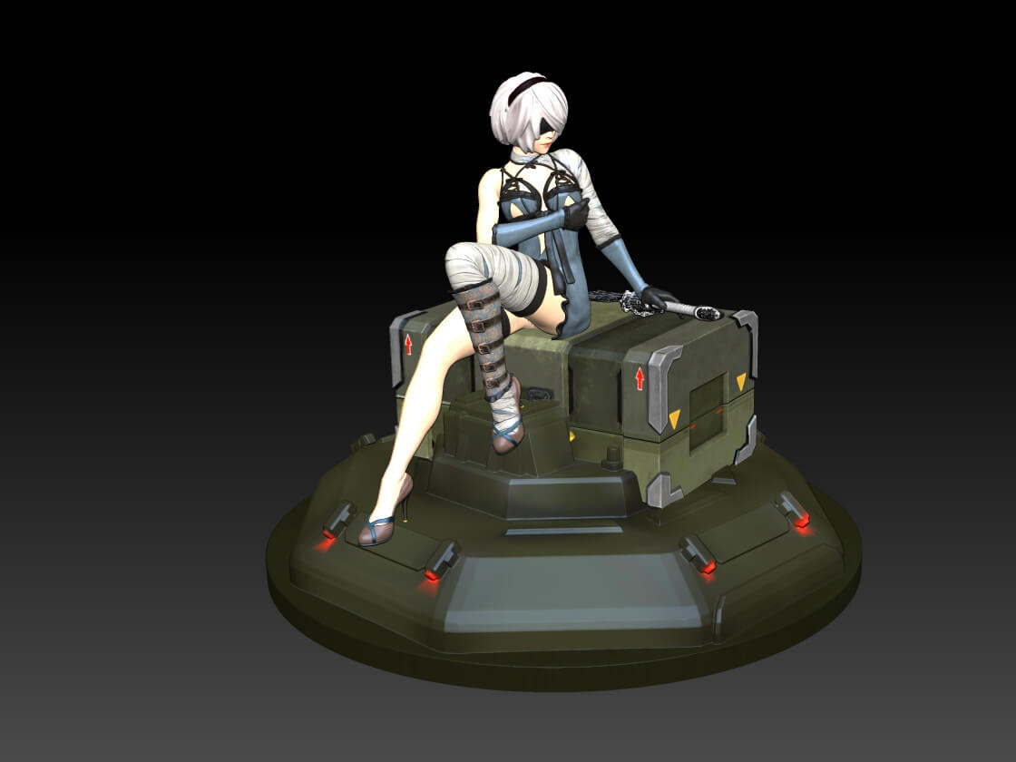 2B - Nier Automata Fanart Statue 3D Model by minhdinh