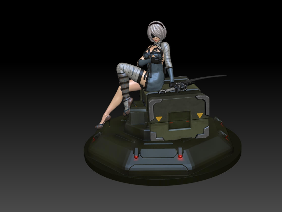 2B - Nier Automata Fanart Statue 3D Model by minhdinh