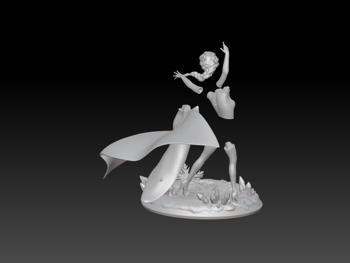 Elsa - Frozen Fan Art Sculpture 3D Model by minhdinh