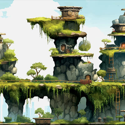 Fantasy Platforms Isolated for 2D Game Design - Dreamland Ho by minhdinh
