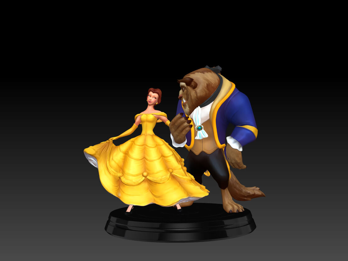 Beauty and The Beast Sculpture - 3D Model by minhdinh