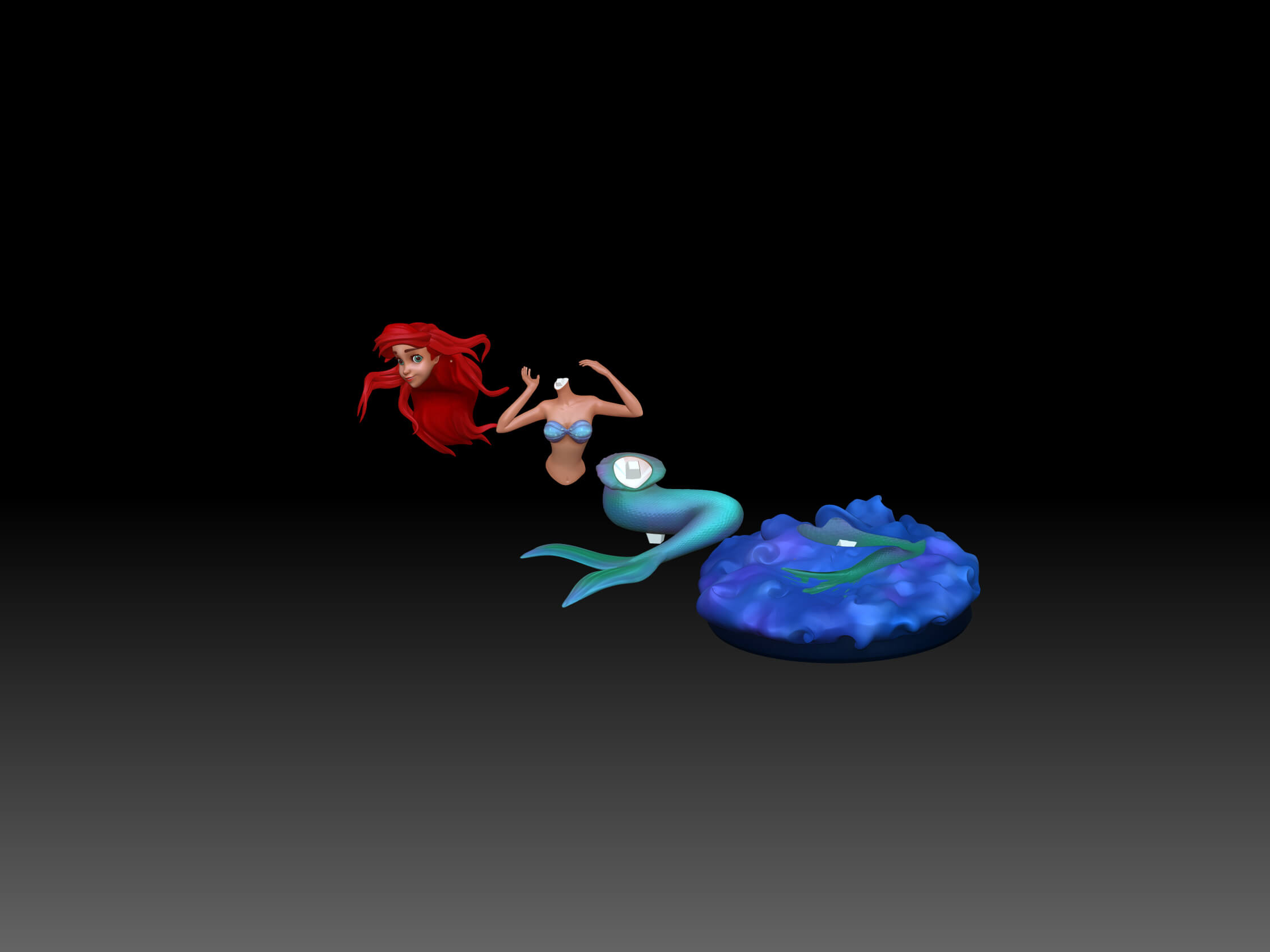 Mermaid Statue Princess - 3D Model by minhdinh