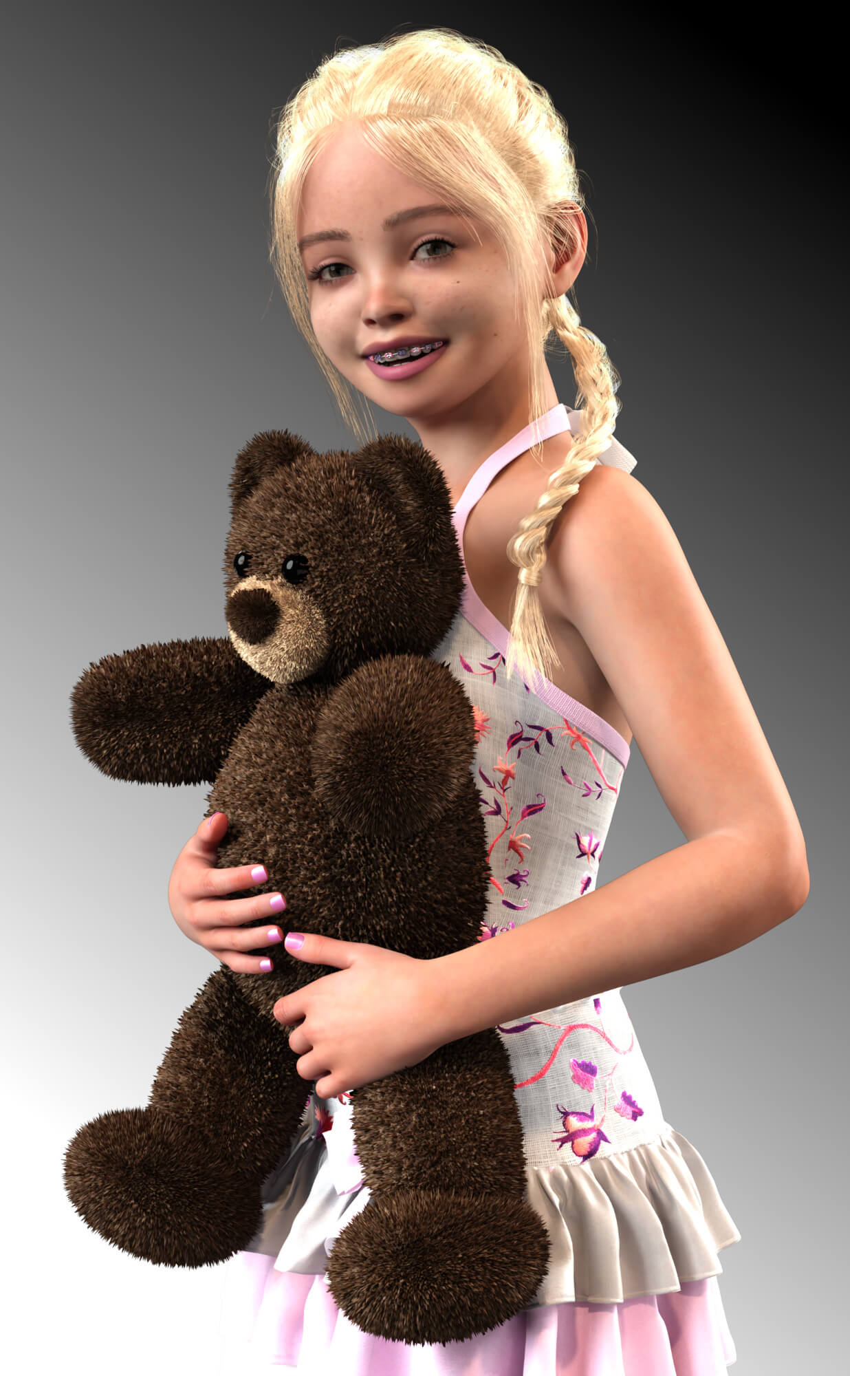 Ramona and Teddy 3D Render, Digital Art by Mino96