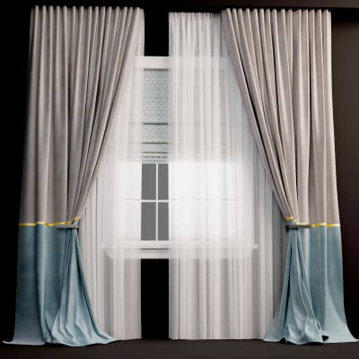 Curtain with Window View - 3D Model by Miraz01