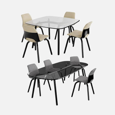 Dining Set with Chair - 3D Model by Miraz01