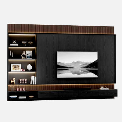 TV Wall unit - 3D Model by Miraz01