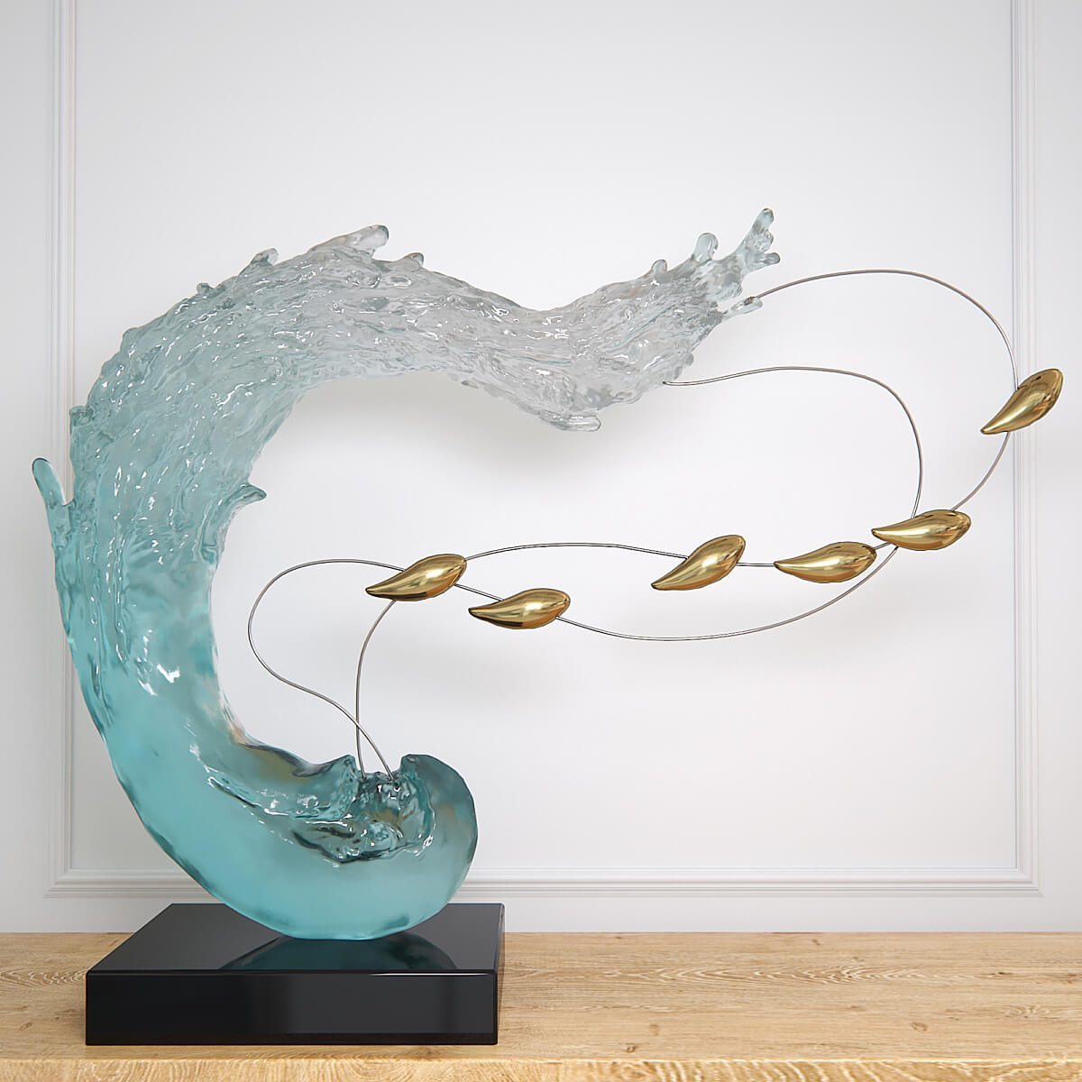Abstract Resin Sculpture With Birds Glass Material - 3D Model by mirror ...
