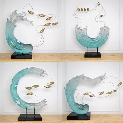 Abstract Resin Sculpture With Birds Glass Material - 3D Model by mirror ...