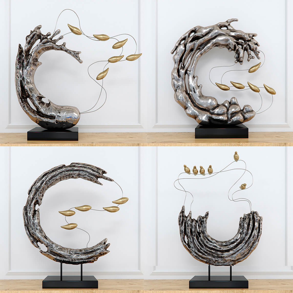 Abstract Resin Sculpture With Birds - 3D Model by mirror men2025