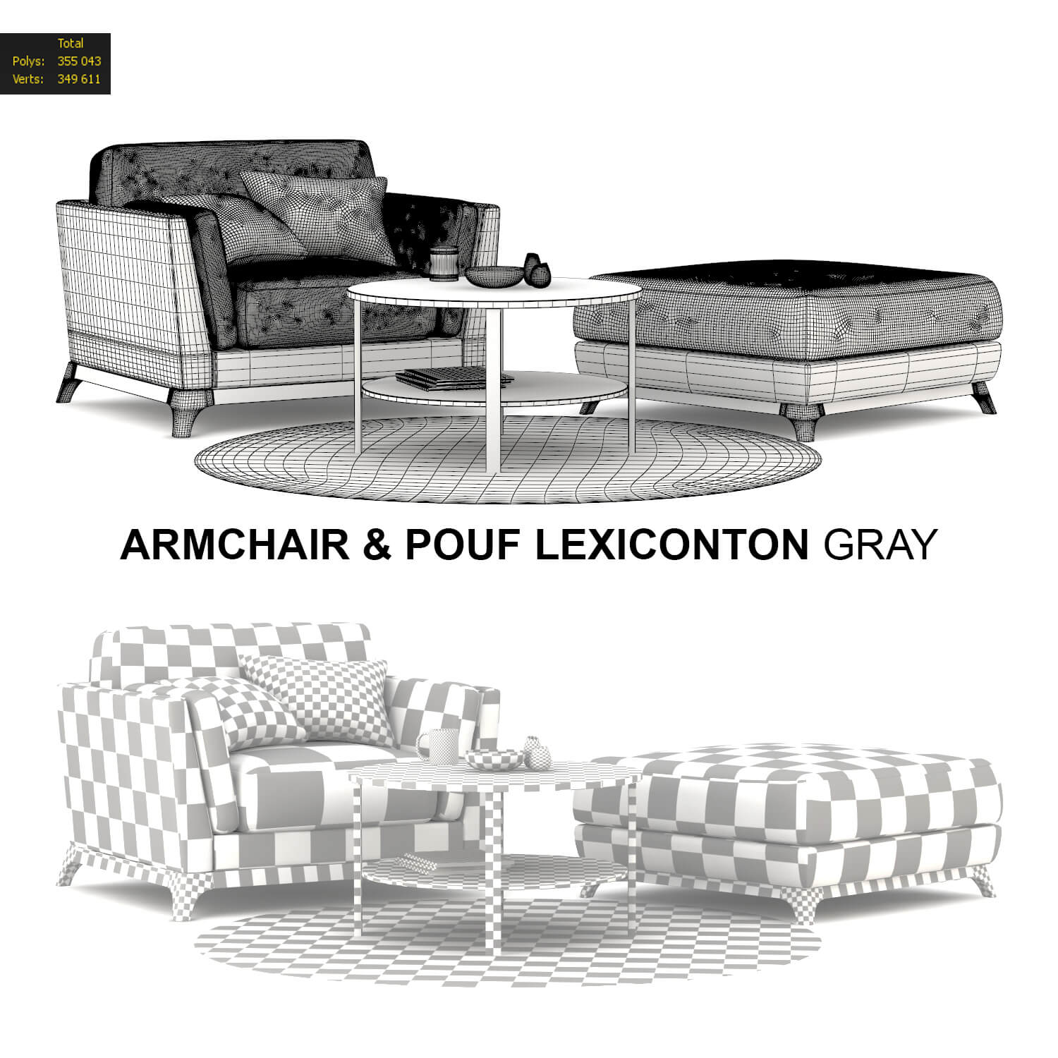 Armchair Lexiconton Gray - 3D Model by mirror men2025