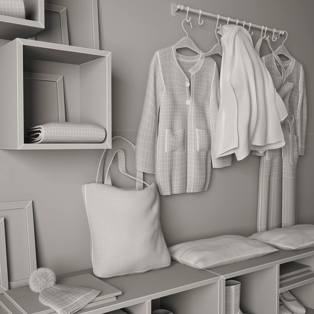 Set Clothes for Hallway - 3D Model by mirror men2025