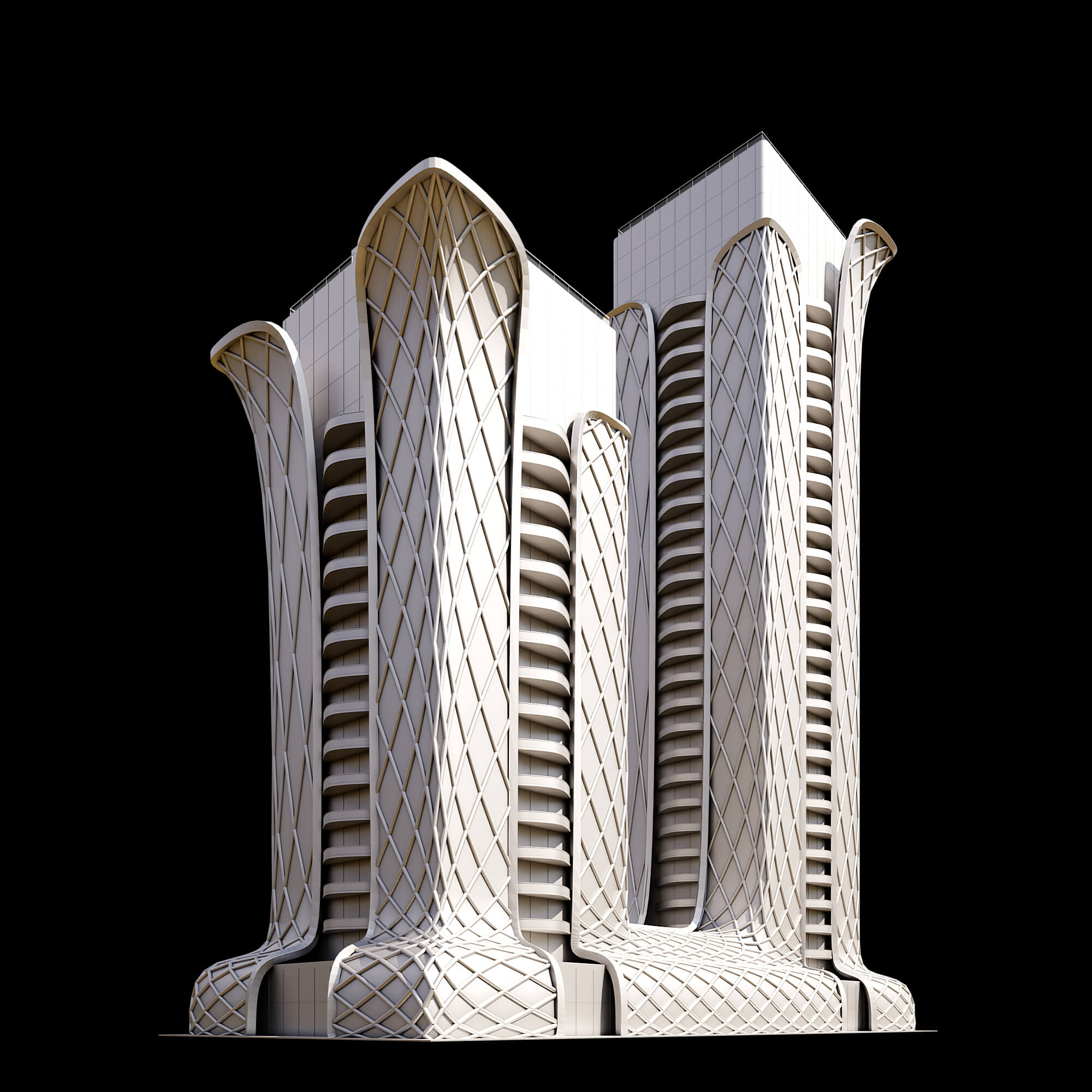 High-Rise Building Free 3D Model by mirzaev3d