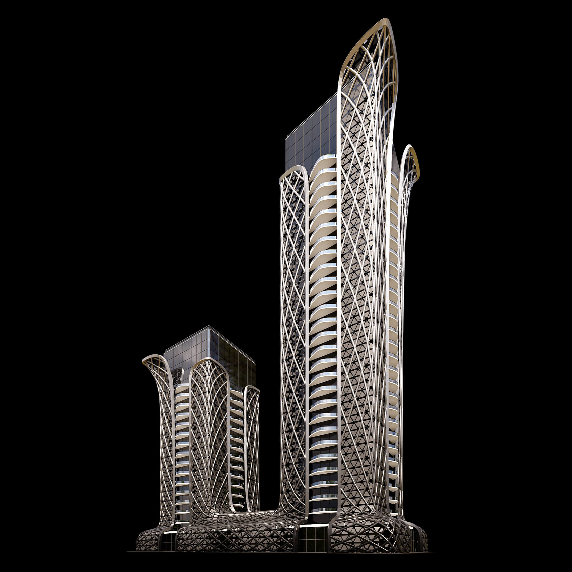 High-Rise Building Free 3D Model by mirzaev3d