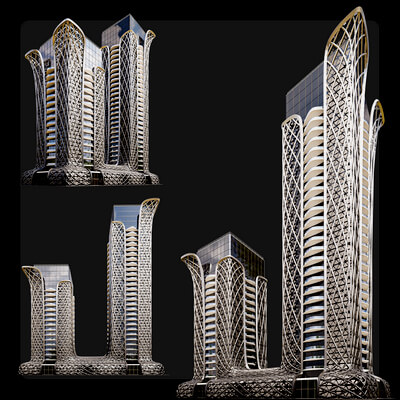 High-Rise Building Free 3D Model by mirzaev3d