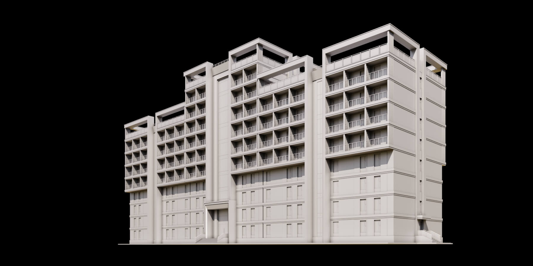 Hostel Building - 3D Model by mirzaev3d