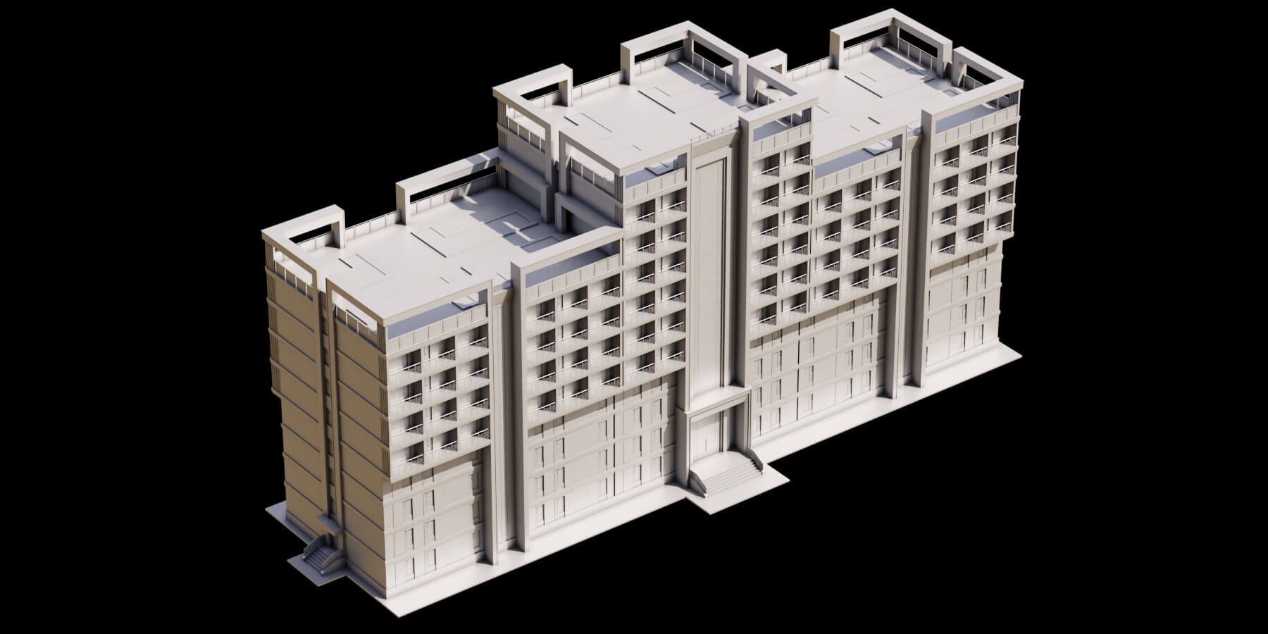 Hostel Building - 3D Model by mirzaev3d