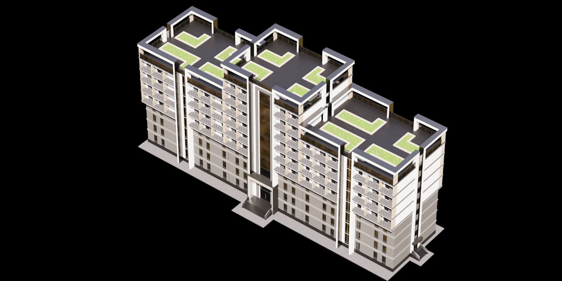 Hostel Building - 3D Model by mirzaev3d