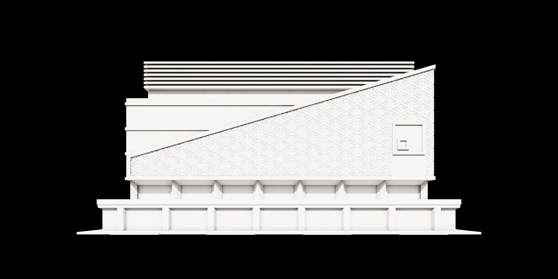 Modern Building With Geometric Form - 3D Model by mirzaev3d