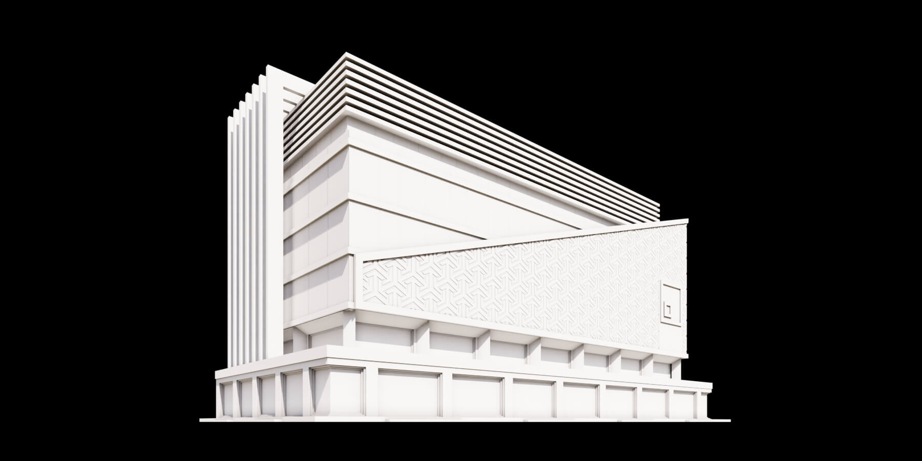 Modern Building With Geometric Form - 3D Model by mirzaev3d