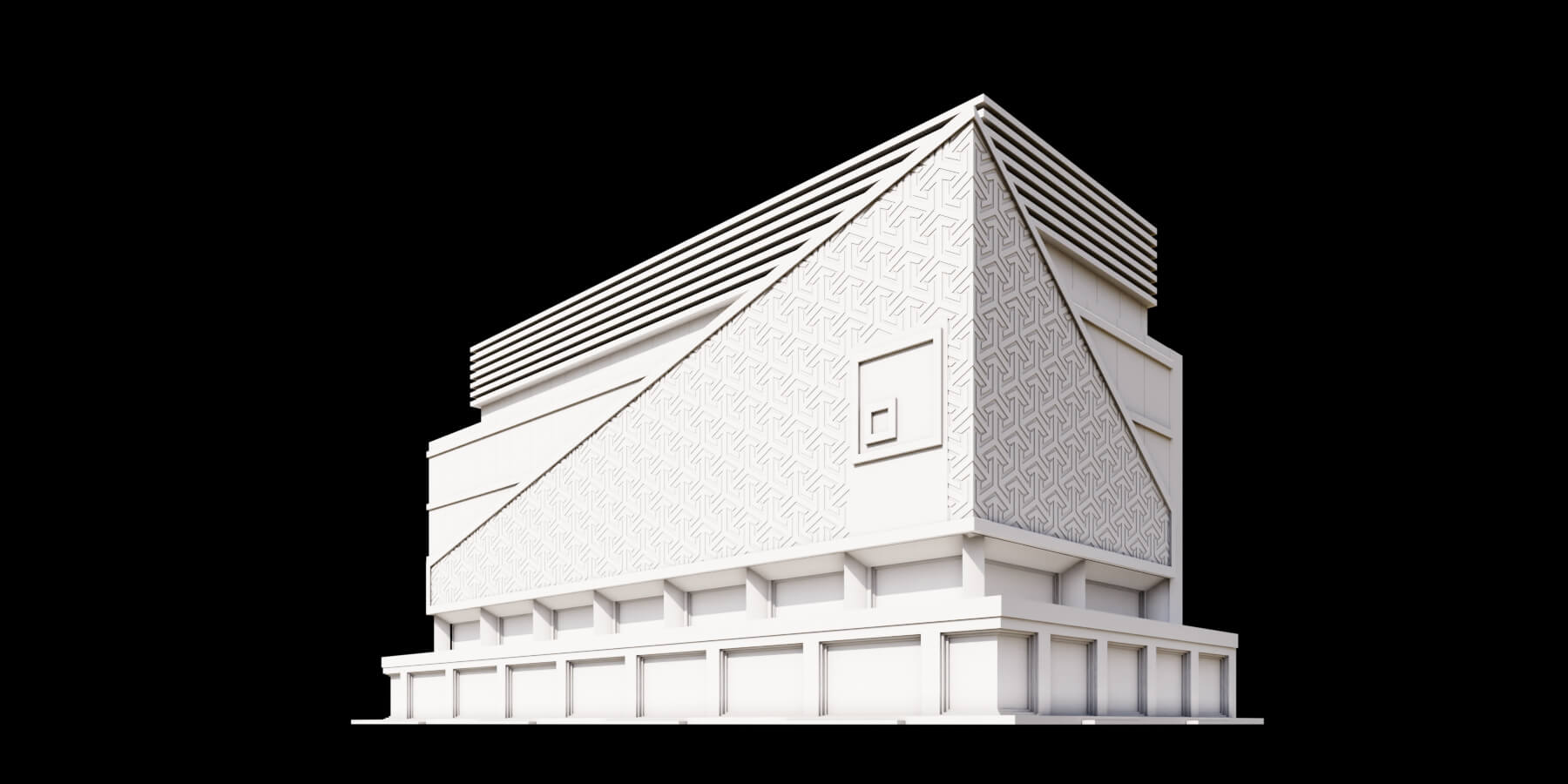 Modern Building With Geometric Form - 3D Model by mirzaev3d