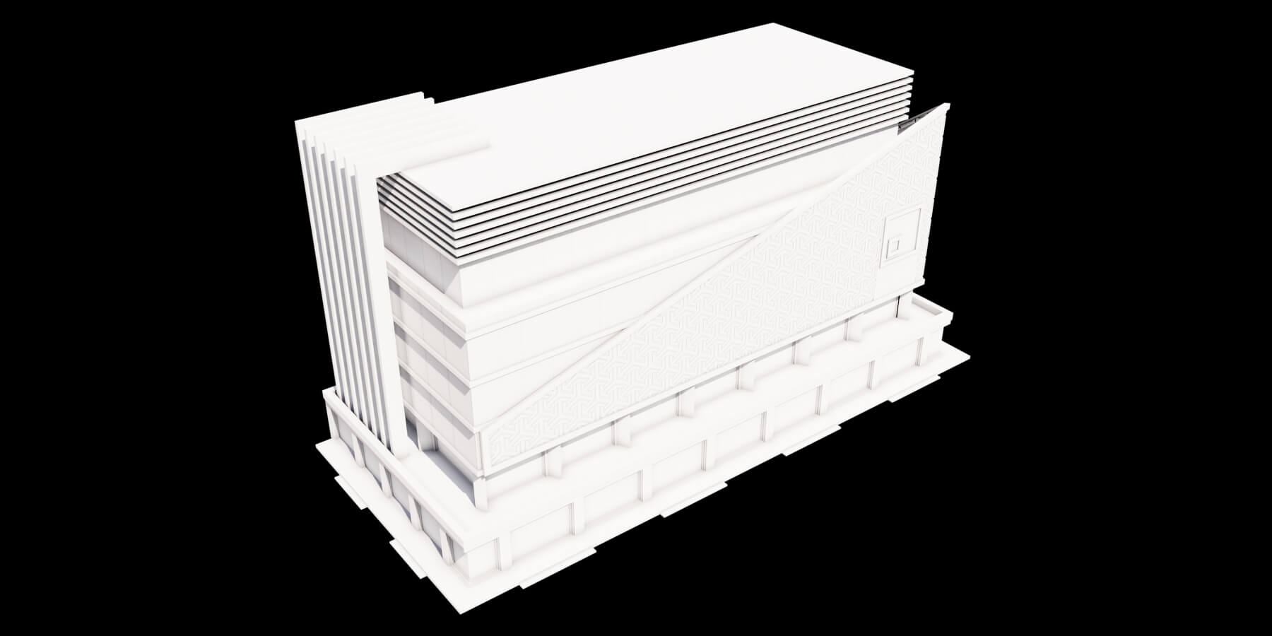 Modern Building With Geometric Form - 3D Model by mirzaev3d