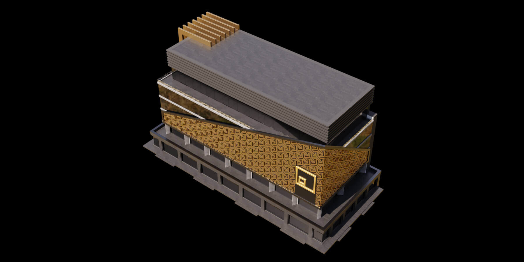 Modern Building With Geometric Form - 3D Model by mirzaev3d