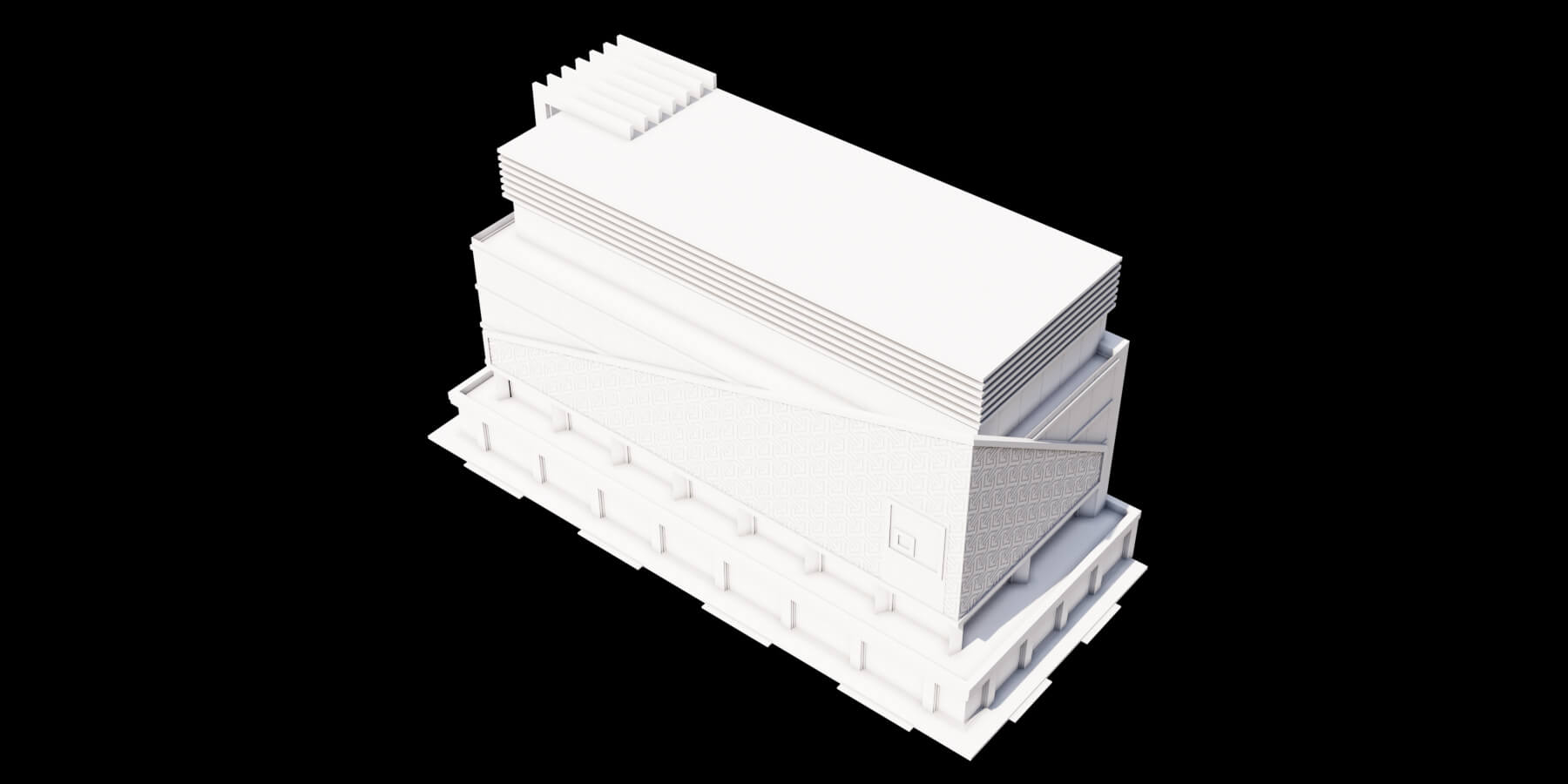 Modern Building With Geometric Form - 3D Model by mirzaev3d