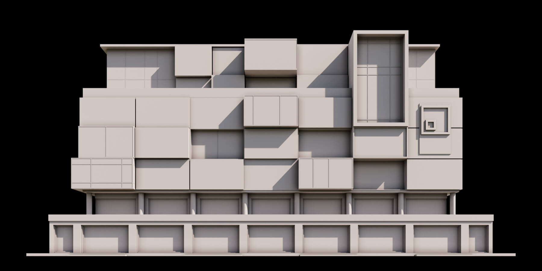 Modern Concrete Building - 3D Model by mirzaev3d