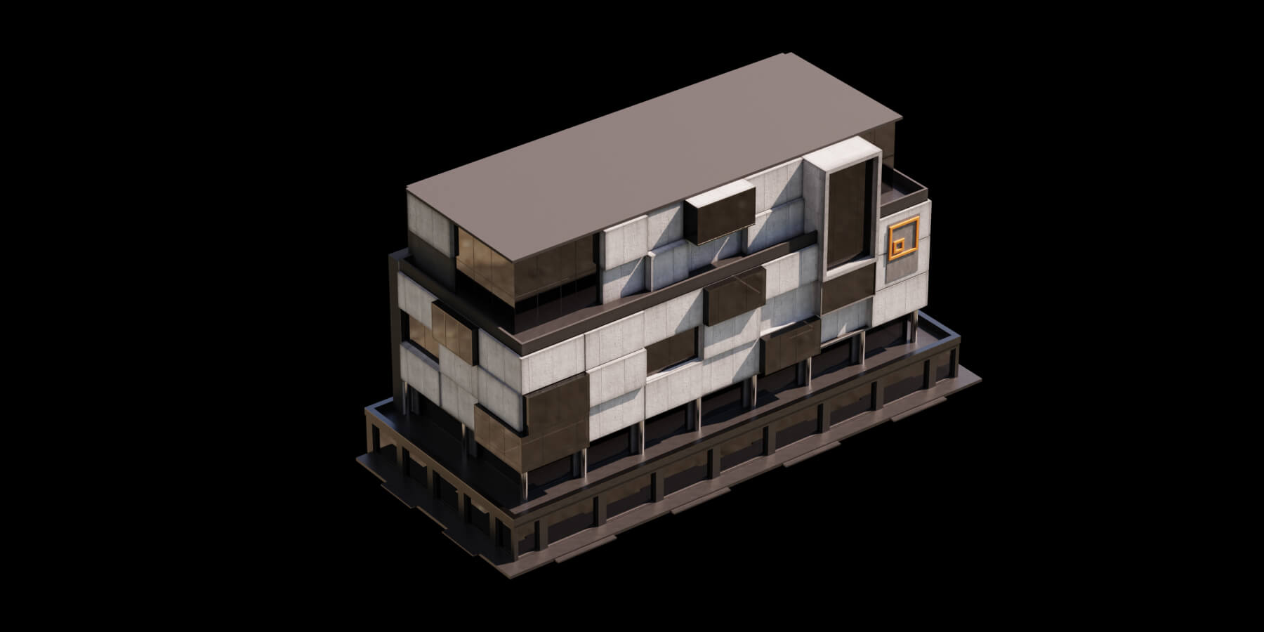 Modern Concrete Building - 3D Model by mirzaev3d