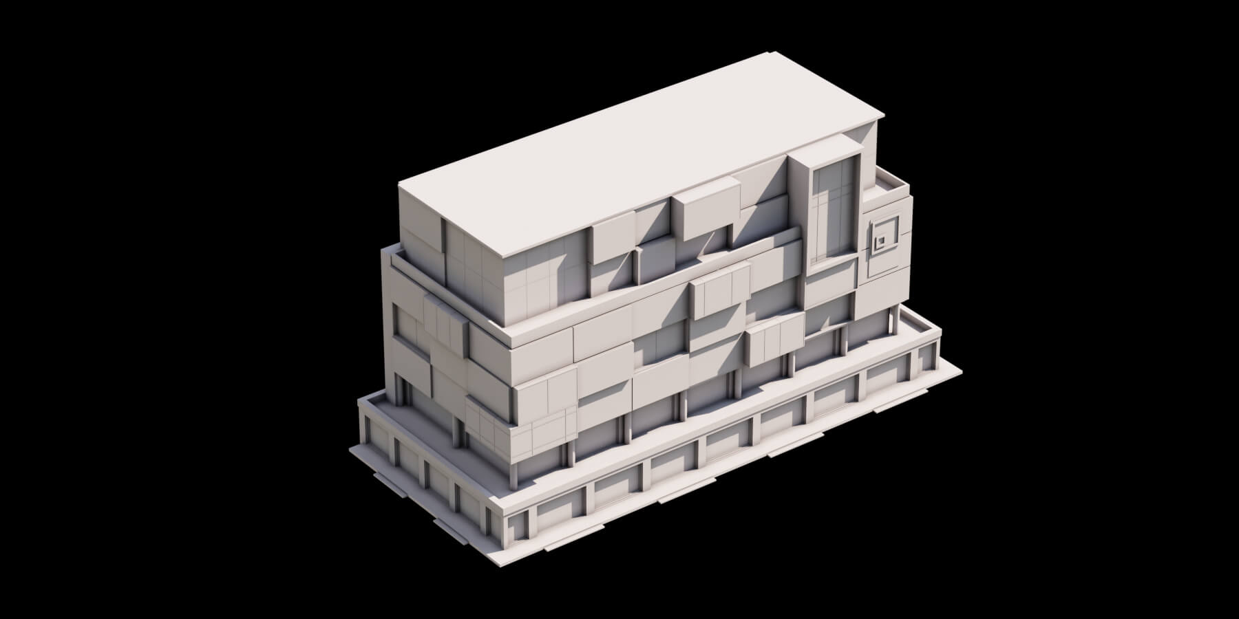 Modern Concrete Building - 3D Model by mirzaev3d