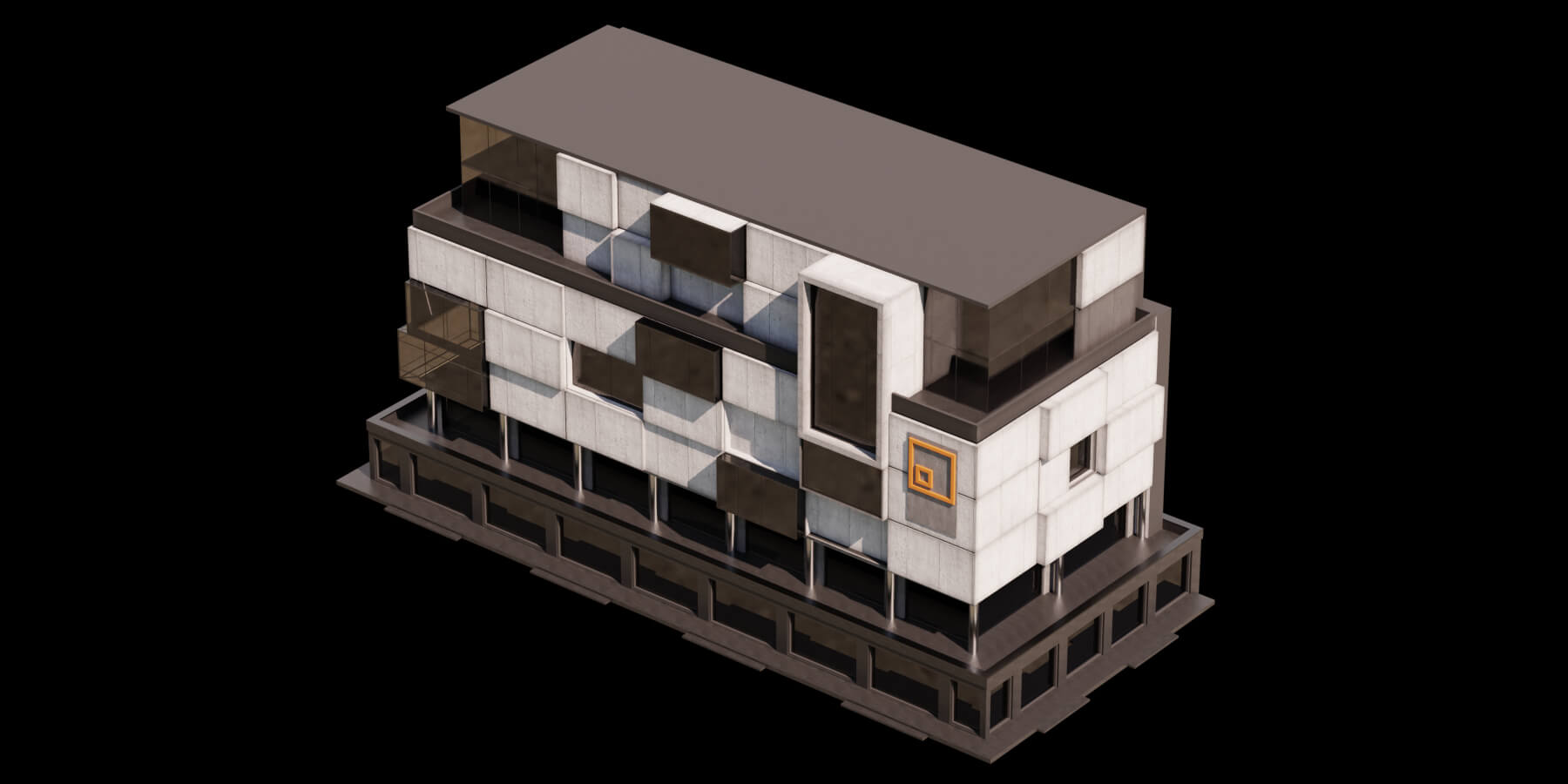 Modern Concrete Building - 3D Model by mirzaev3d