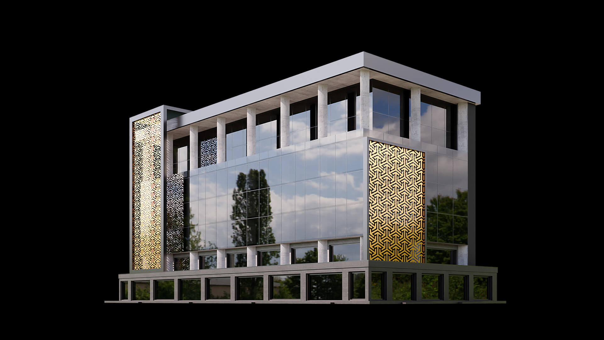 Modern Glass Building - 3D Model by mirzaev3d