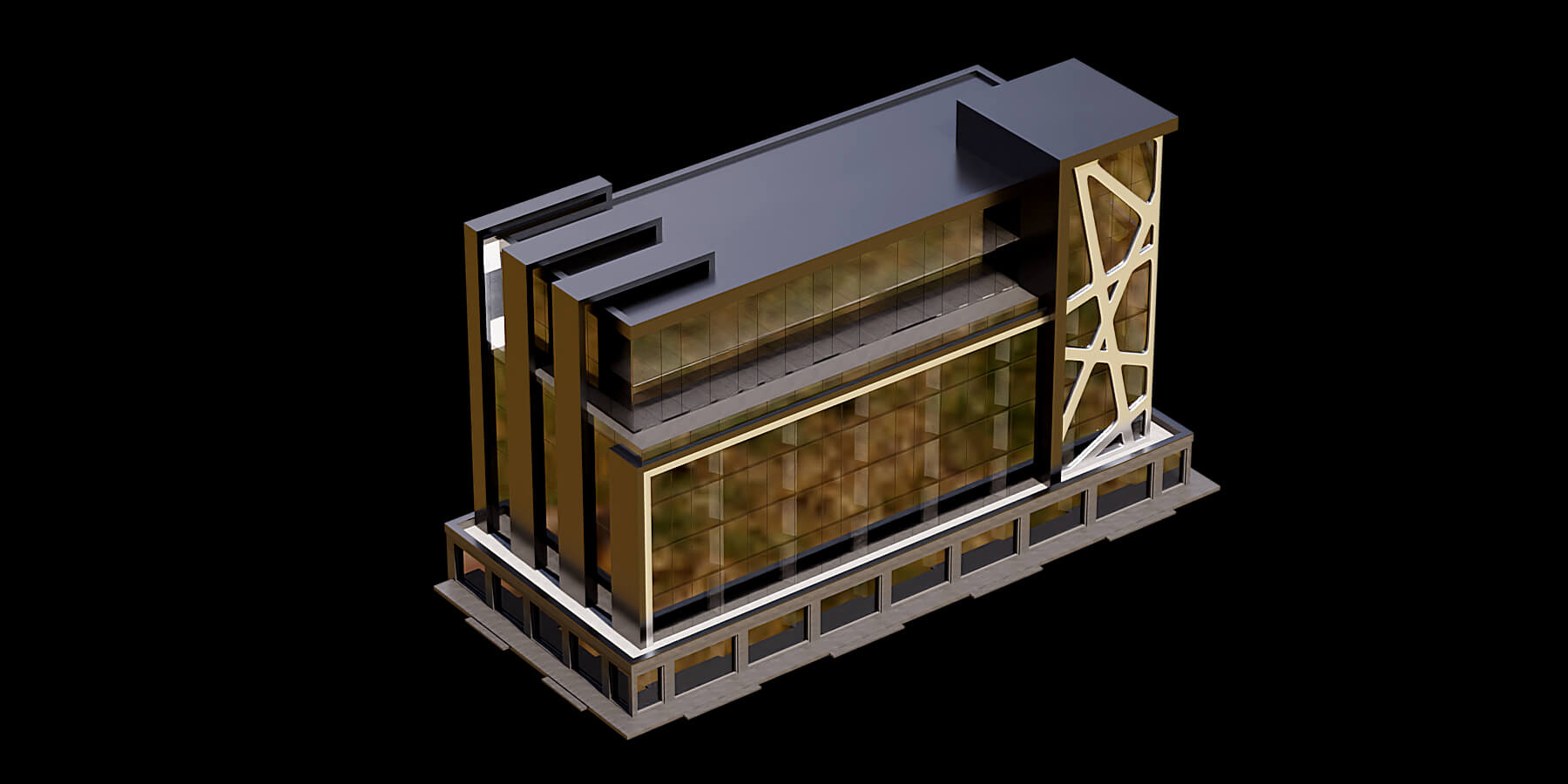 Modern Glass Building With Voronoi Geoform - 3D Model by mirzaev3d