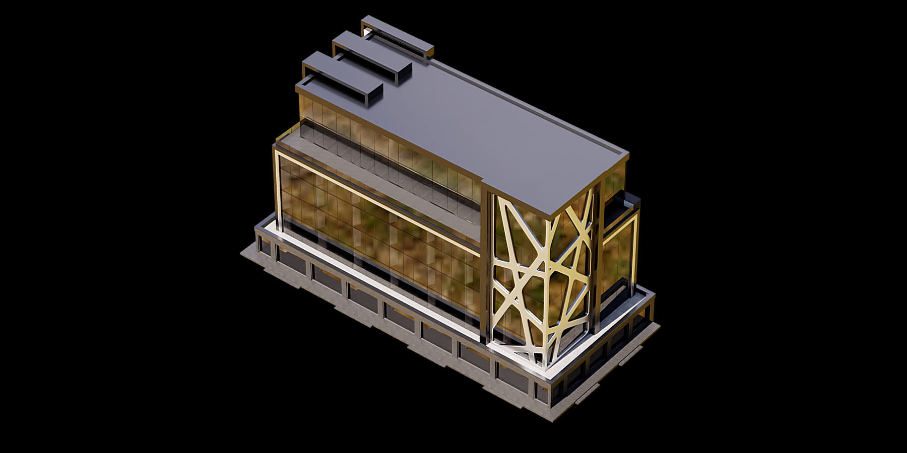 Modern Glass Building With Voronoi Geoform - 3D Model by mirzaev3d