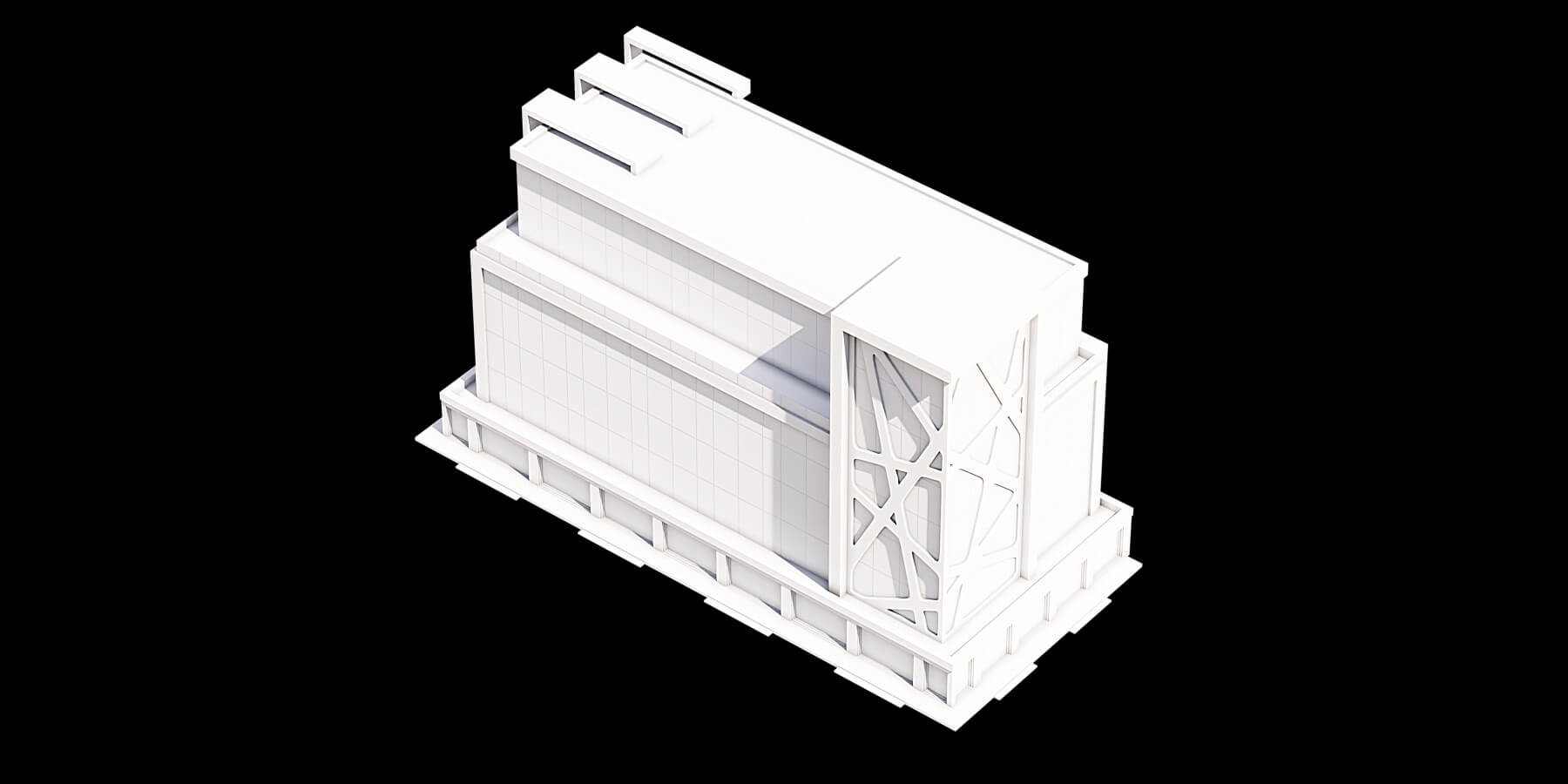 Modern Glass Building With Voronoi Geoform - 3D Model by mirzaev3d