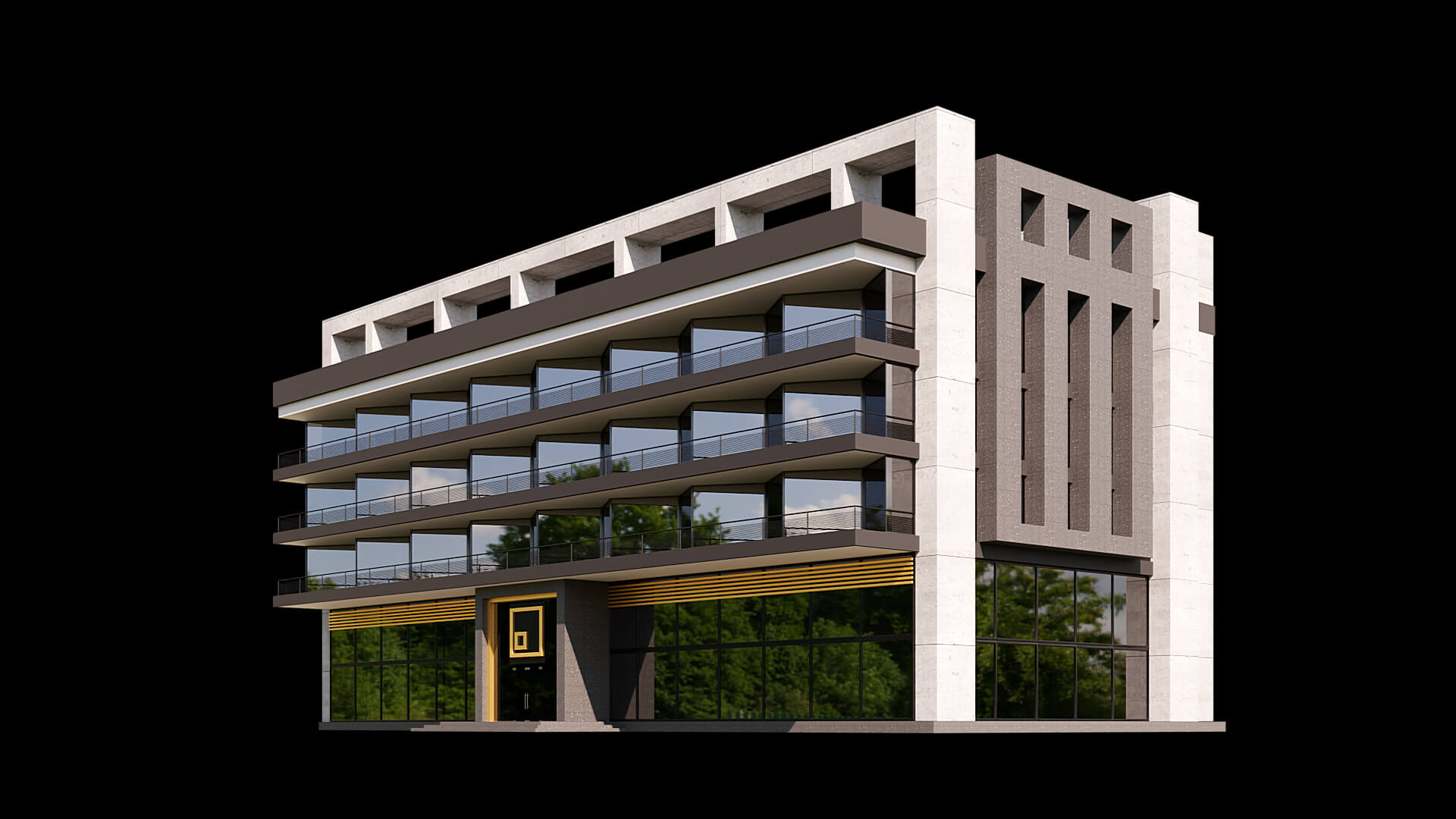 Modern Glass Building - 3D Model by mirzaev3d