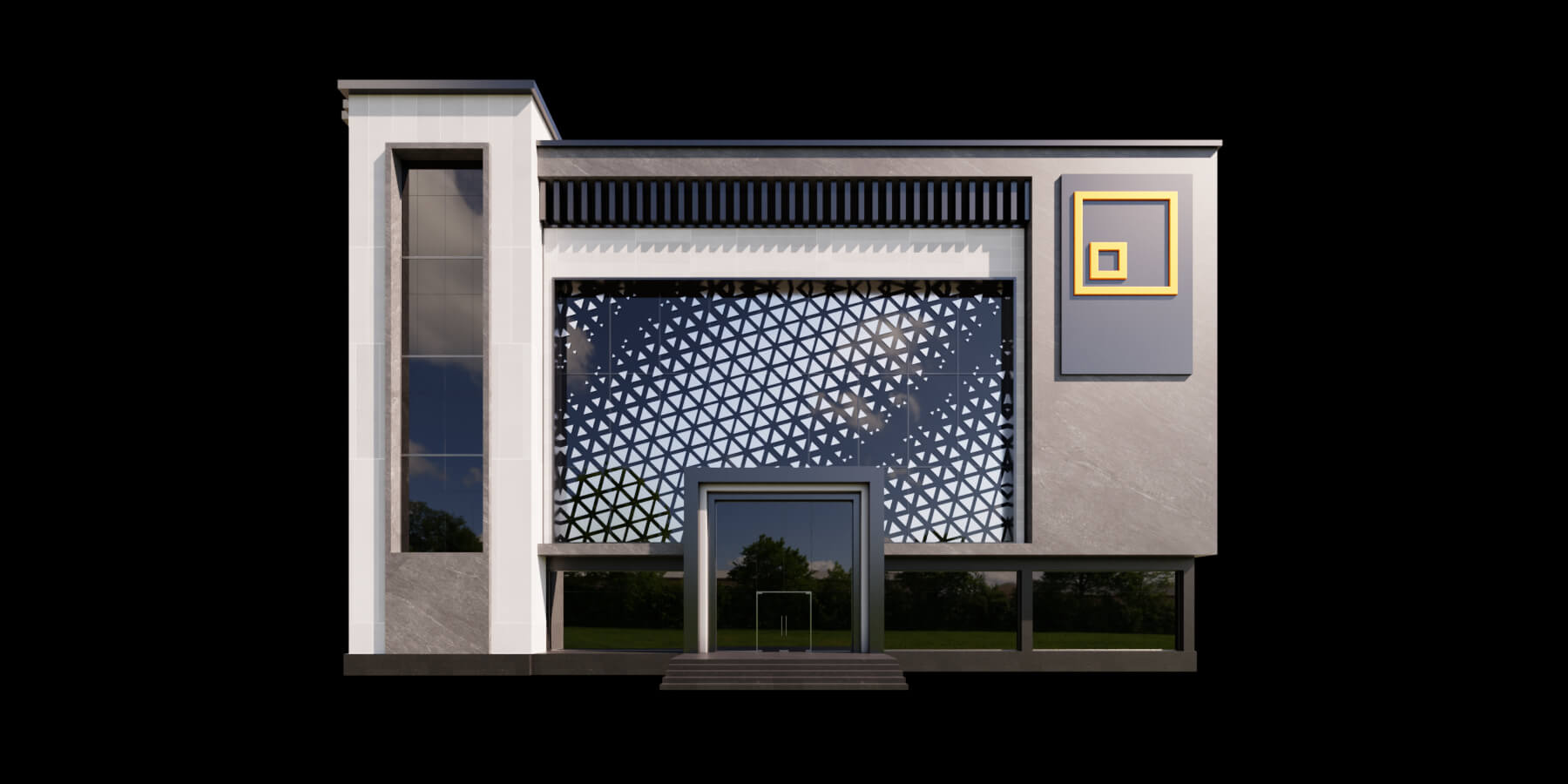 Modern Glassed Building - 3D Model by mirzaev3d