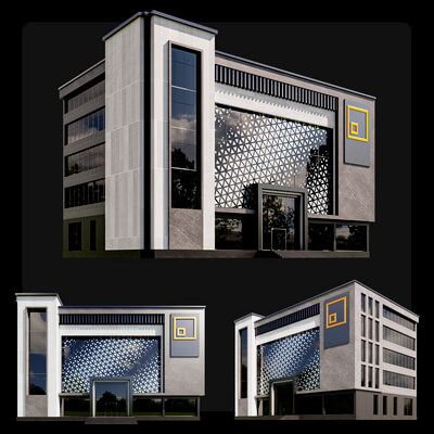 Modern Glassed Building - 3D Model by mirzaev3d