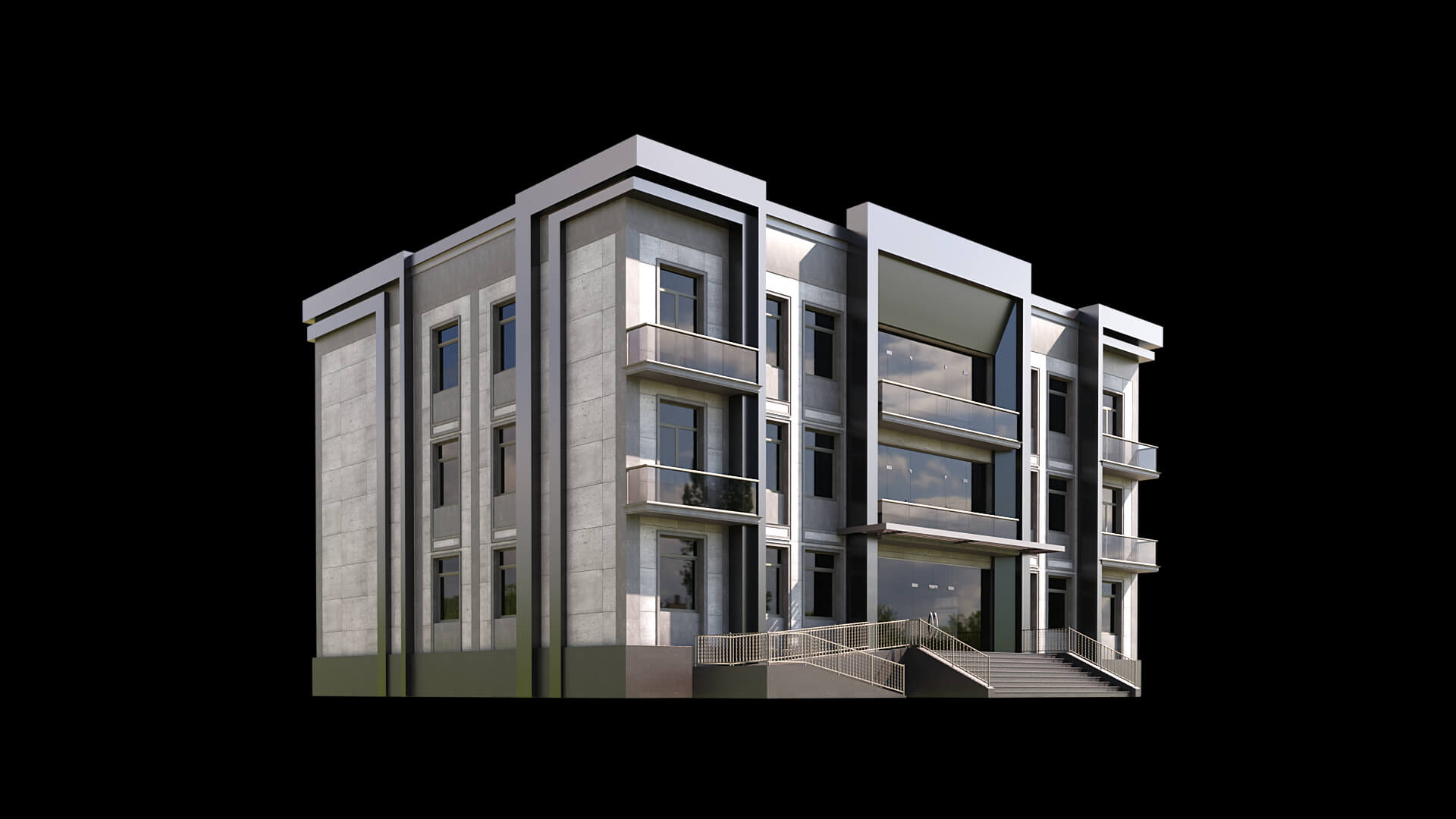 Multi-Story Apartment Free 3D Model by mirzaev3d