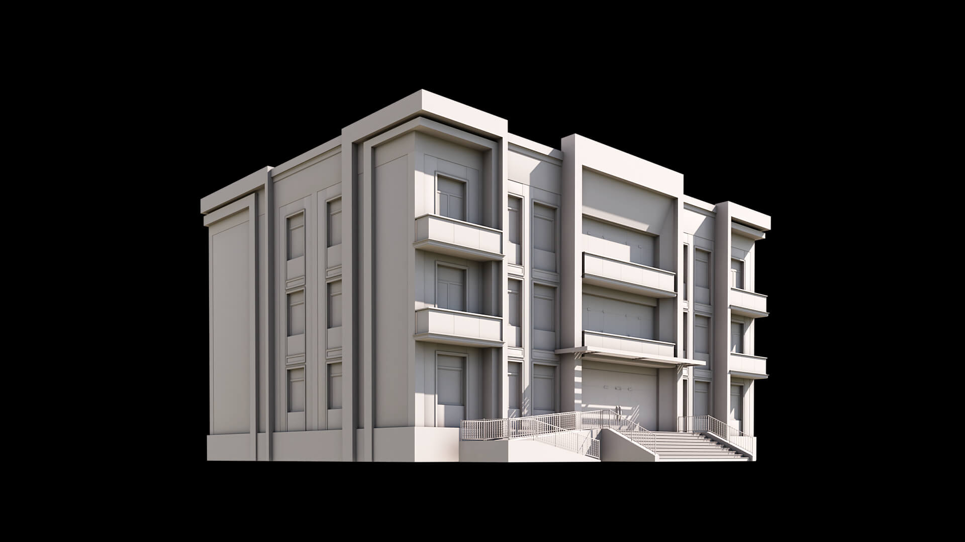 Multi-Story Apartment Free 3D Model by mirzaev3d